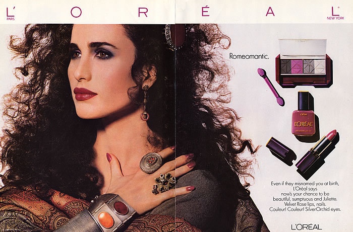 TBT: 1980s L'Oreal Makeup Ads with Andie Macdowell – Fashion Gone Rogue TBT: 1980s L'Oreal Makeup Ads with Andie Macdowell – Fashion Gone Rogue