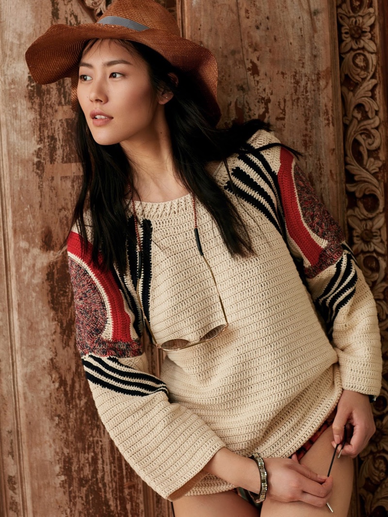 Liu Wen Hits The Beach In 90s Inspired Fashion For Elle China Fashion Gone Rogue