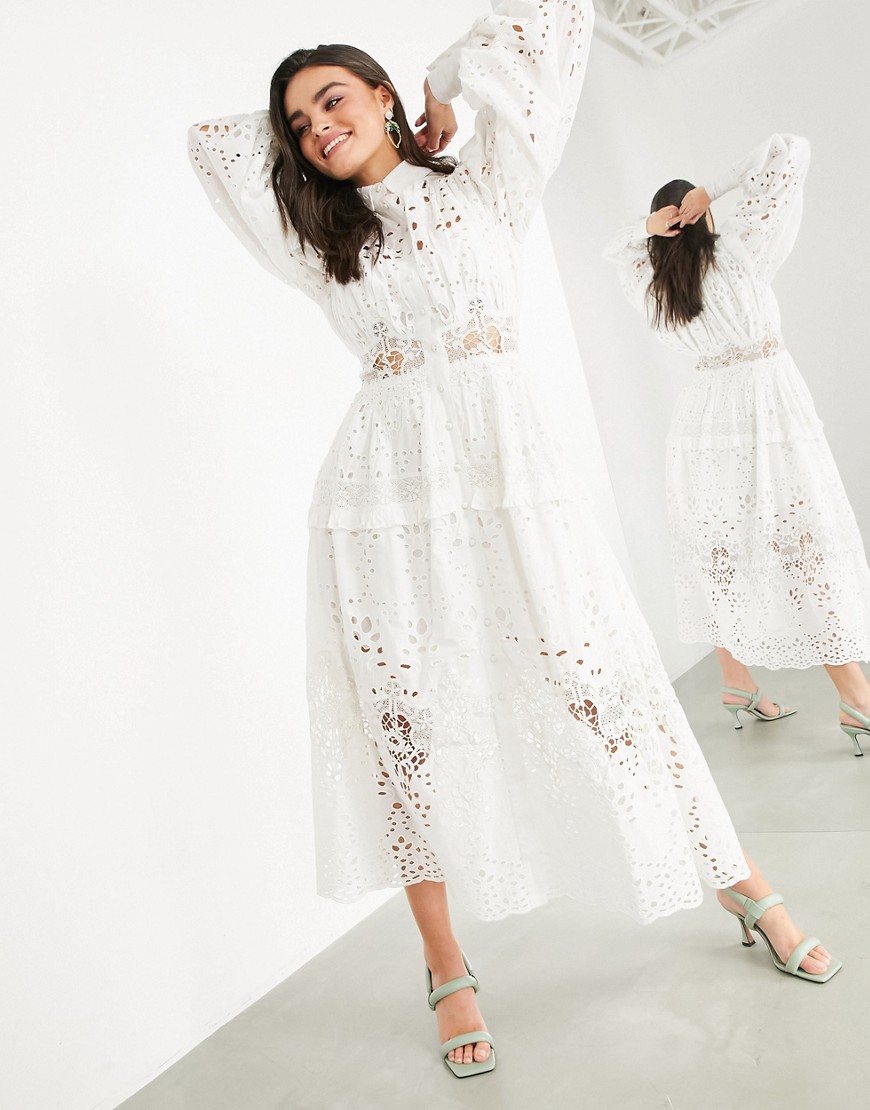 Asos Edition Broderie Shirt Dress In White Fashion Gone Rogue